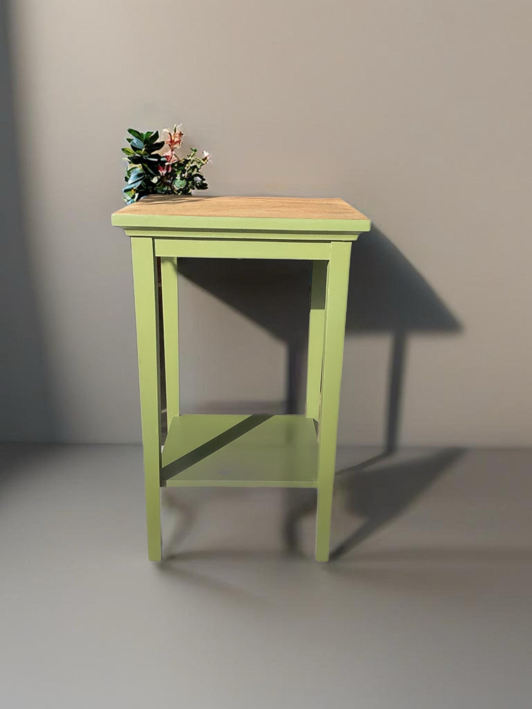 All Wood Restored Green Plant Table Side Table - Etsy