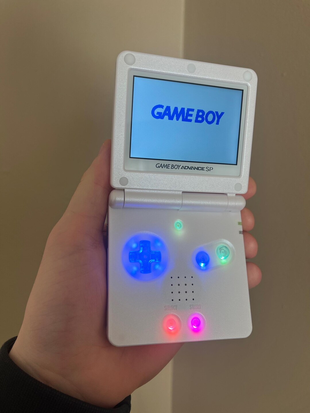 Pearl White Modded Gameboy SP, Custom Cables Included, Better Battery ...