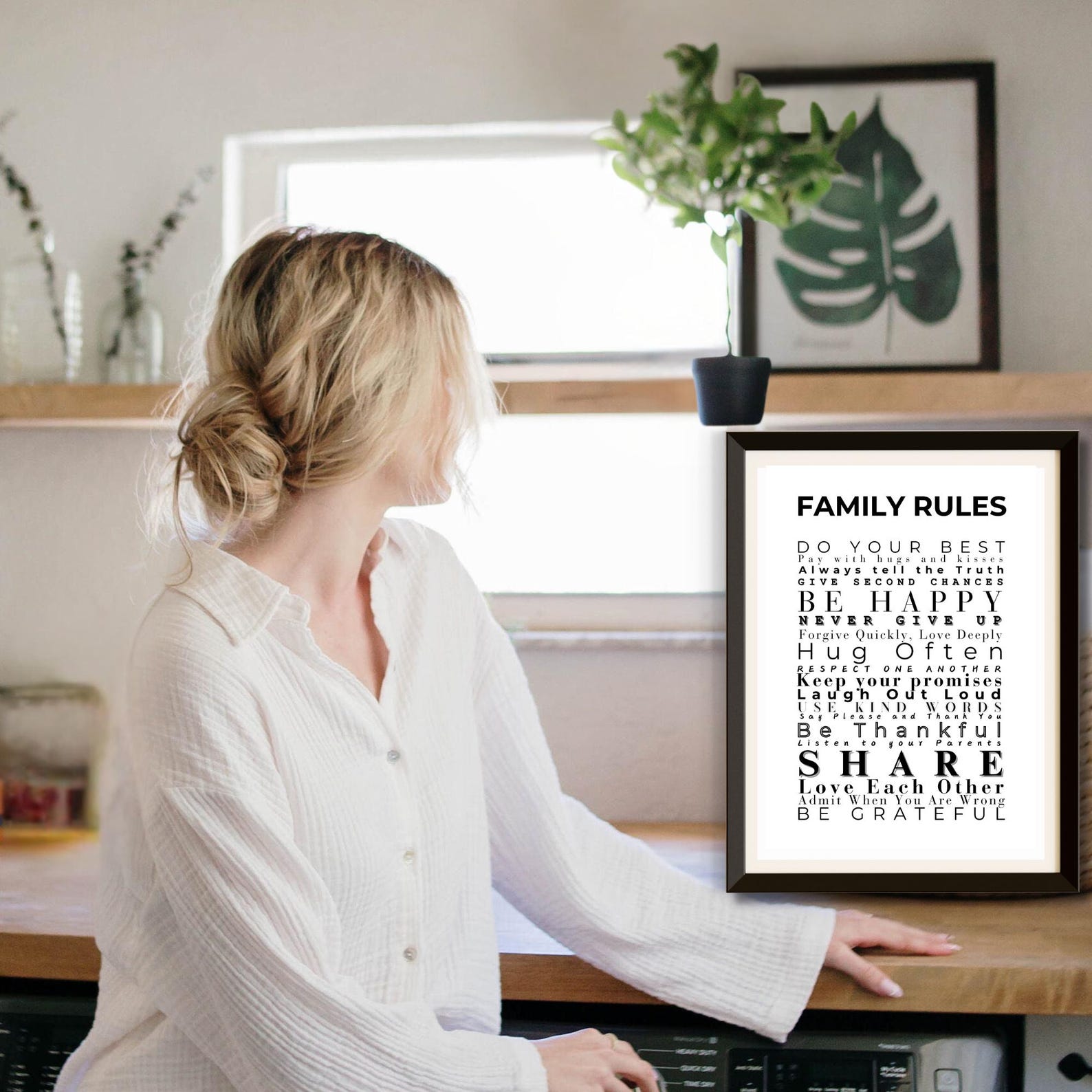 FAMILY RULES - New Home Gift for Mom, Rules Sign, Trendy Prints, Wall ...