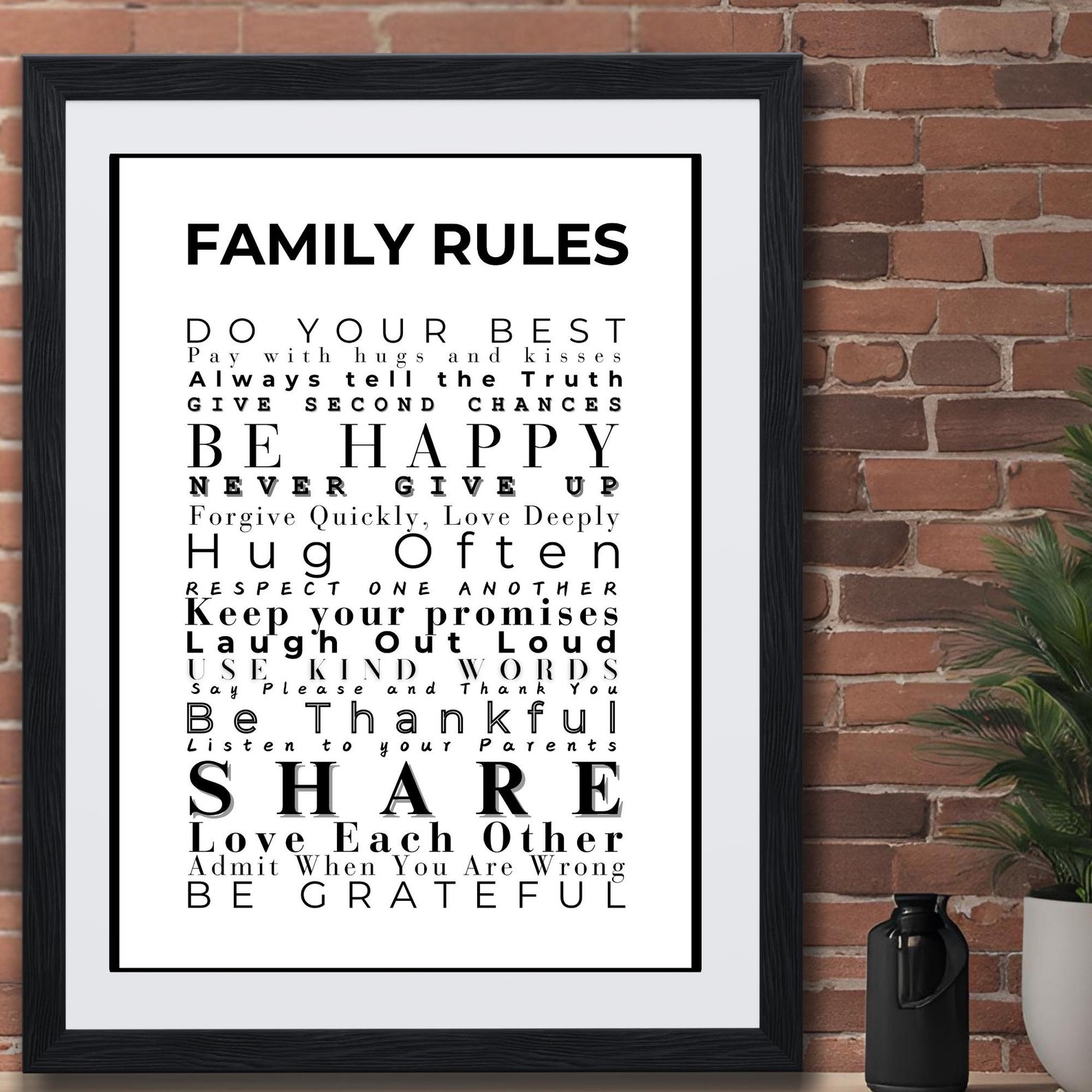 FAMILY RULES - New Home Gift for Mom, Rules Sign, Trendy Prints, Wall ...