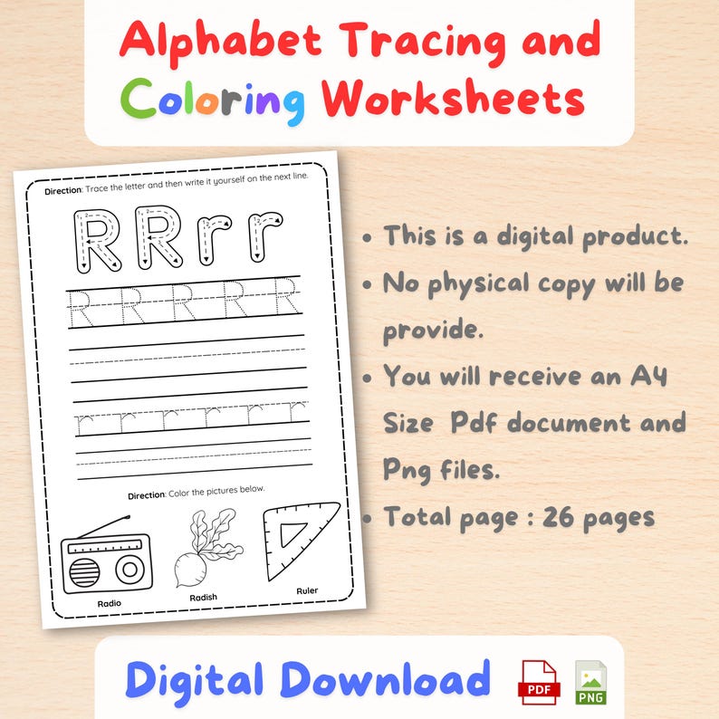 Alphabet Worksheets - Printable Tracing and Coloring | Preschool, Pre-k ...