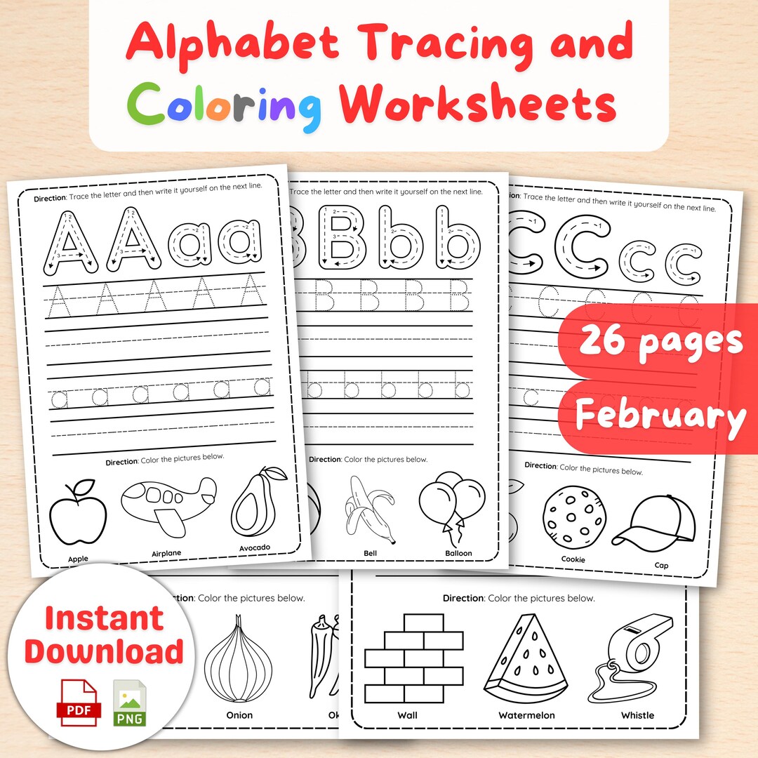 Alphabet Worksheets - Printable Tracing and Coloring | Preschool, Pre-k ...