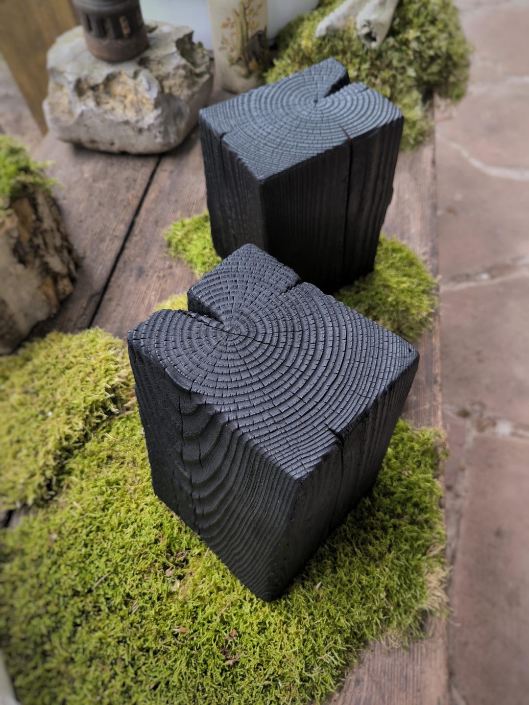 Rustic Wooden Block Yakisugi With Angle, Charred Old Wood, Burnt Beam ...