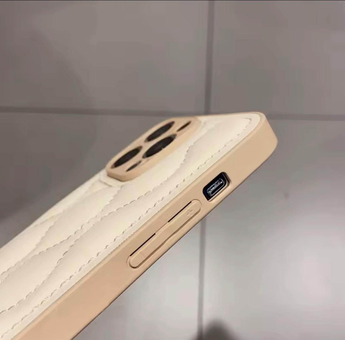 Padded Wave Curve Beige Down Jacket Phone Case for iPhone 13 11 12 14 ...