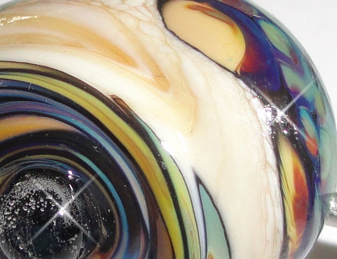 The Big Snail....handmade Lampwork Raku Glass Bead... Shell Beach Water ...