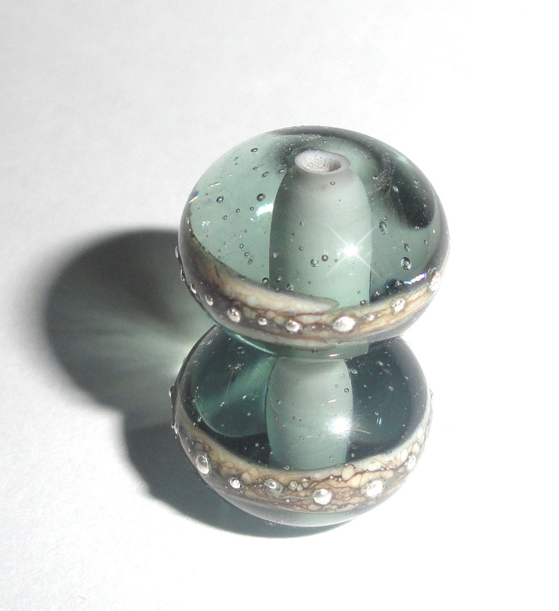 Silvered Gray Mist One Pair Etched Handmade Lampwork Glass Beads Ice ...