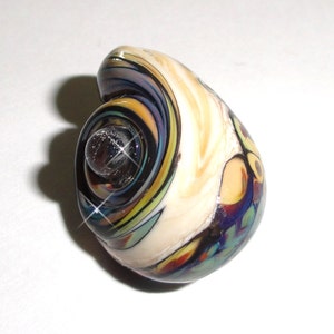 The Big Snail....handmade Lampwork Raku Glass Bead... Shell Beach Water ...