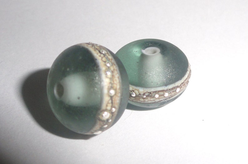 Silvered Gray Mist One Pair Etched Handmade Lampwork Glass - Etsy