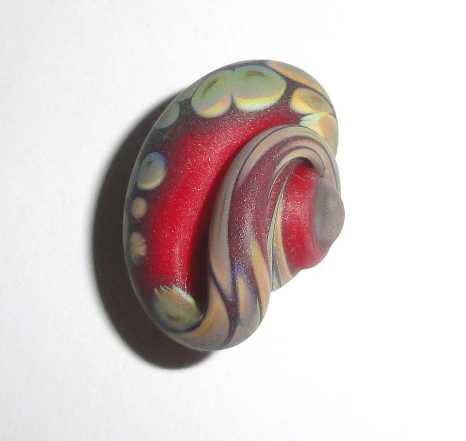 The Big Snail in Red! Handmade Lampwork Bead Raku Glass Shell Beach ...
