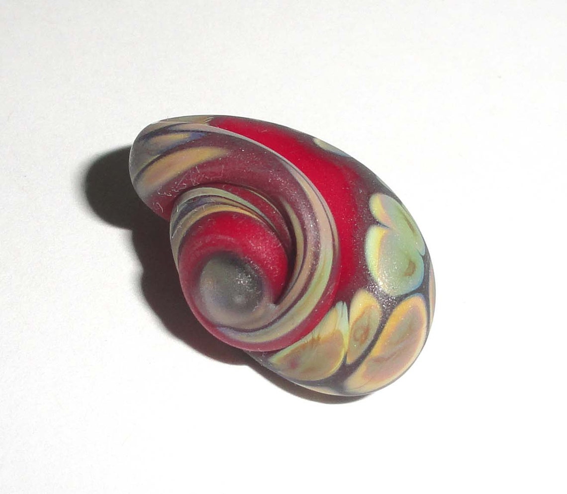 The Big Snail in Red! Handmade Lampwork Bead Raku Glass Shell Beach ...
