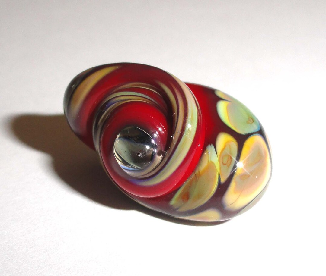 The Big Snail in Red! Handmade Lampwork Bead Raku Glass Shell Beach ...