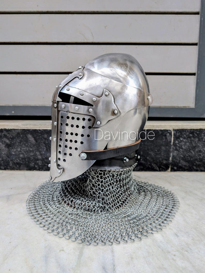 Medieval Bascinet Steel Cross Helmet Medieval Steel Guardian Helmet ...