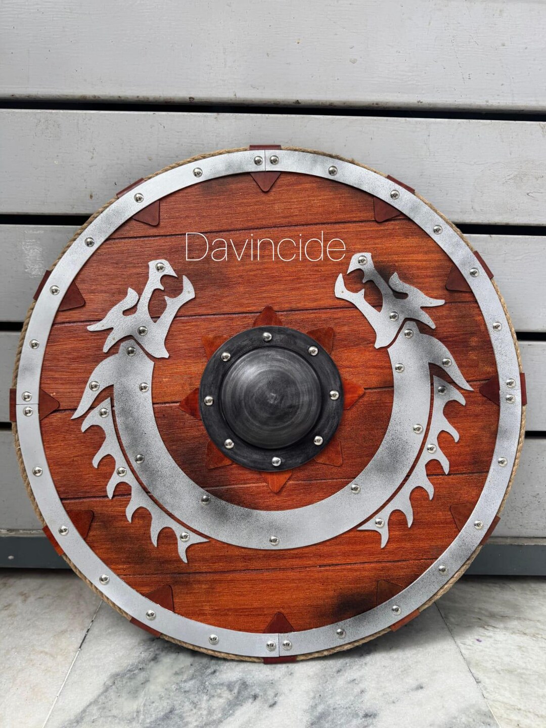 Dragon Rope Wooden Shield | Vikings Cosplay & Battleworn Viking Shield ...
