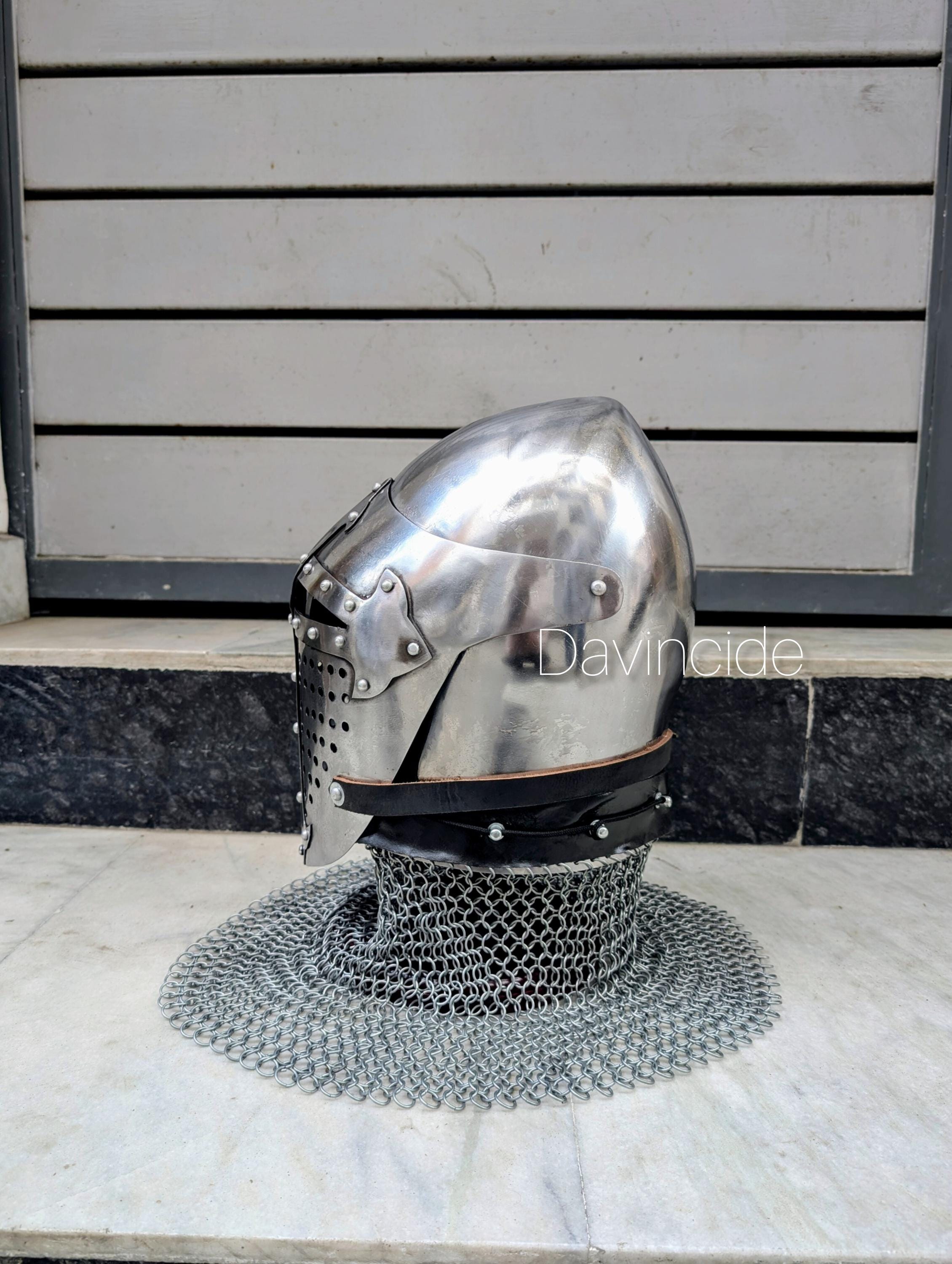 Medieval Bascinet Steel Cross Helmet Medieval Steel Guardian Helmet ...