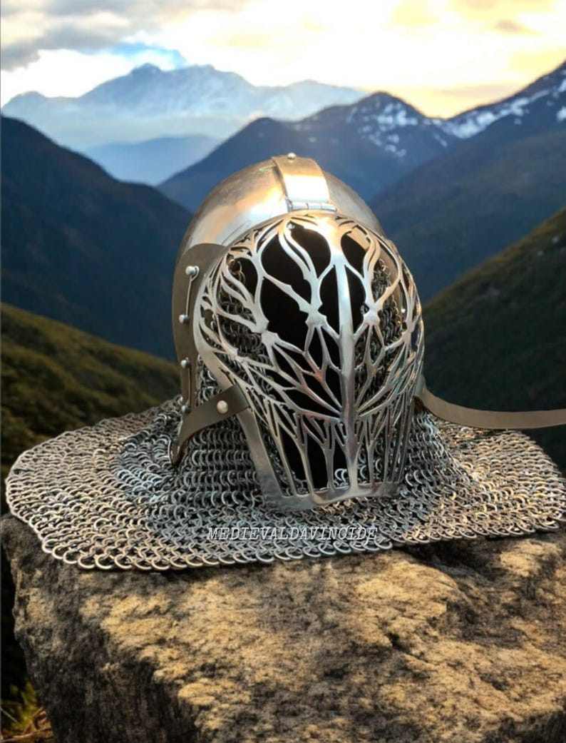 Medieval Warrior Helmet With Chainmail Handcrafted | Ornate Steel ...