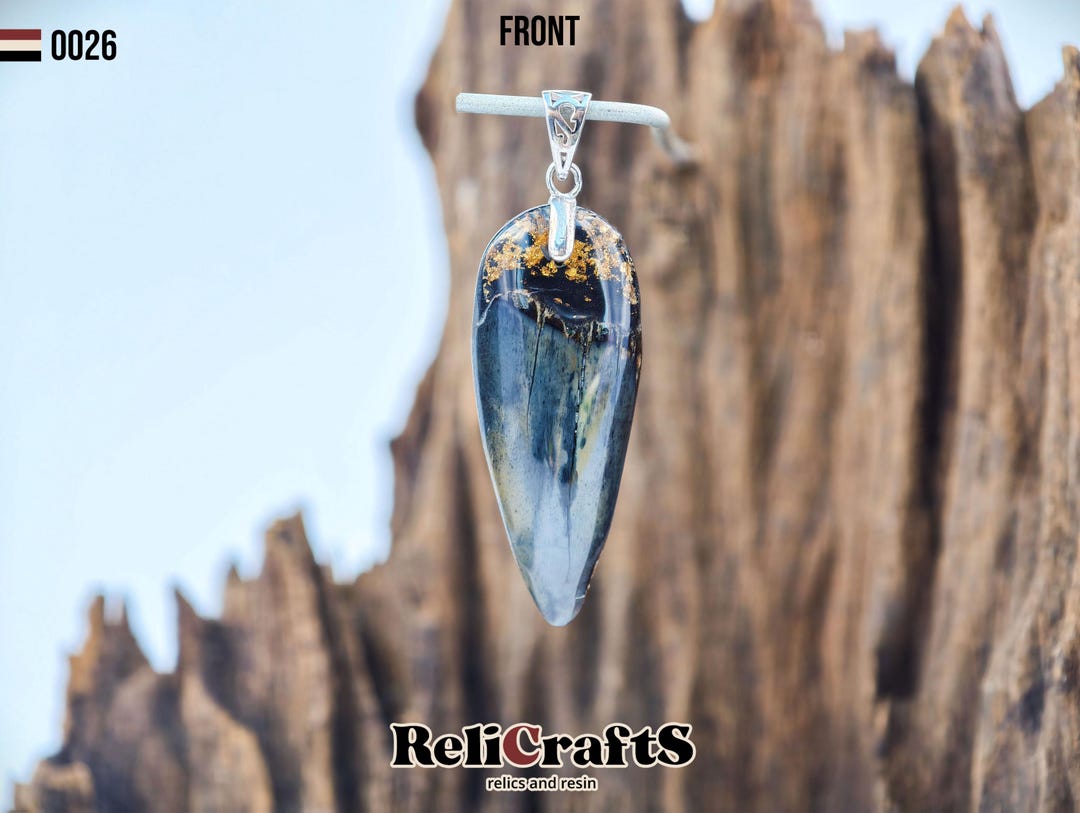 The Gilded Fossil – Genuine Gold Flake & Fossilized Shark Tooth Pendant ...