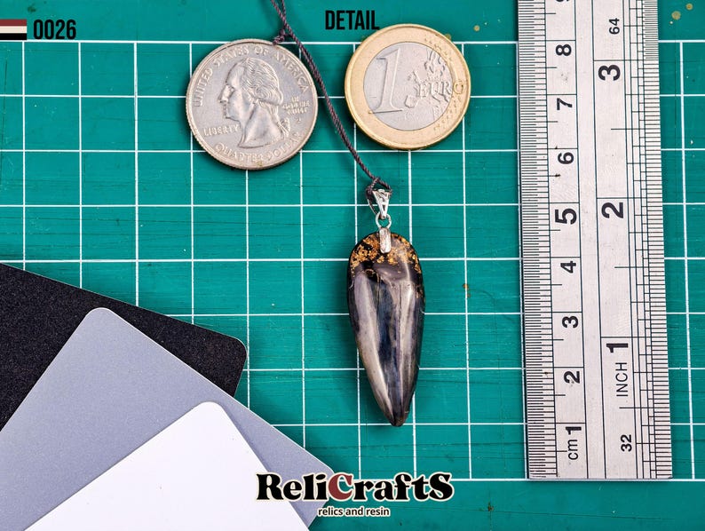 The Gilded Fossil – Genuine Gold Flake & Fossilized Shark Tooth Pendant ...