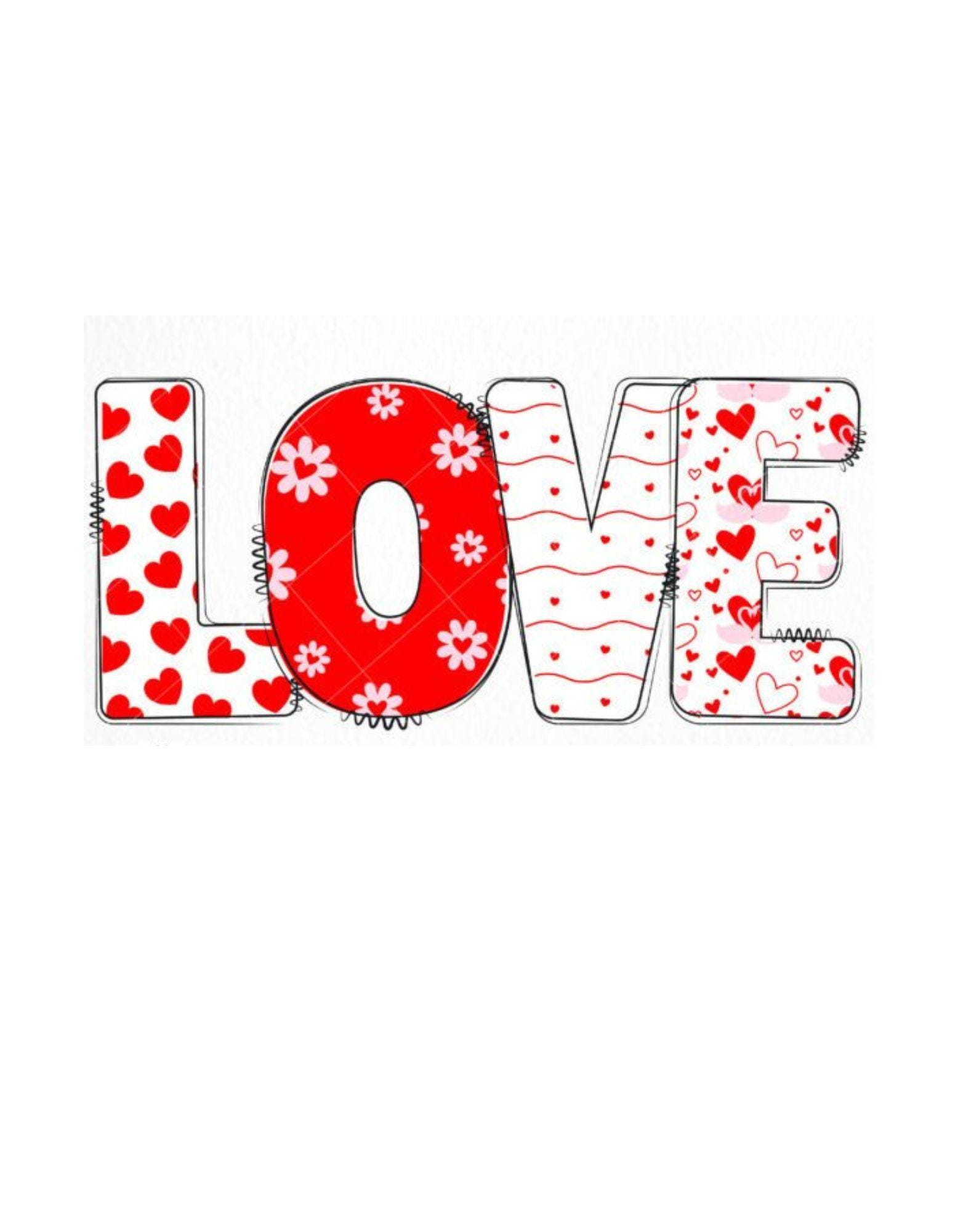 Love Font Png Digital Font File, Png Files for Love Font, Pink Heart ...