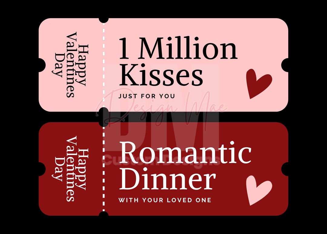 Printable Ticket Digital Font File, Printable Valentines Day Ticket ...