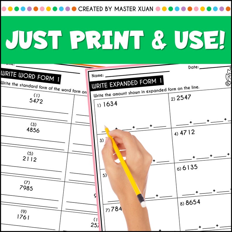 3rd Grade Math Worksheet, 4th Grade Place Value Worksheets, Place Value ...