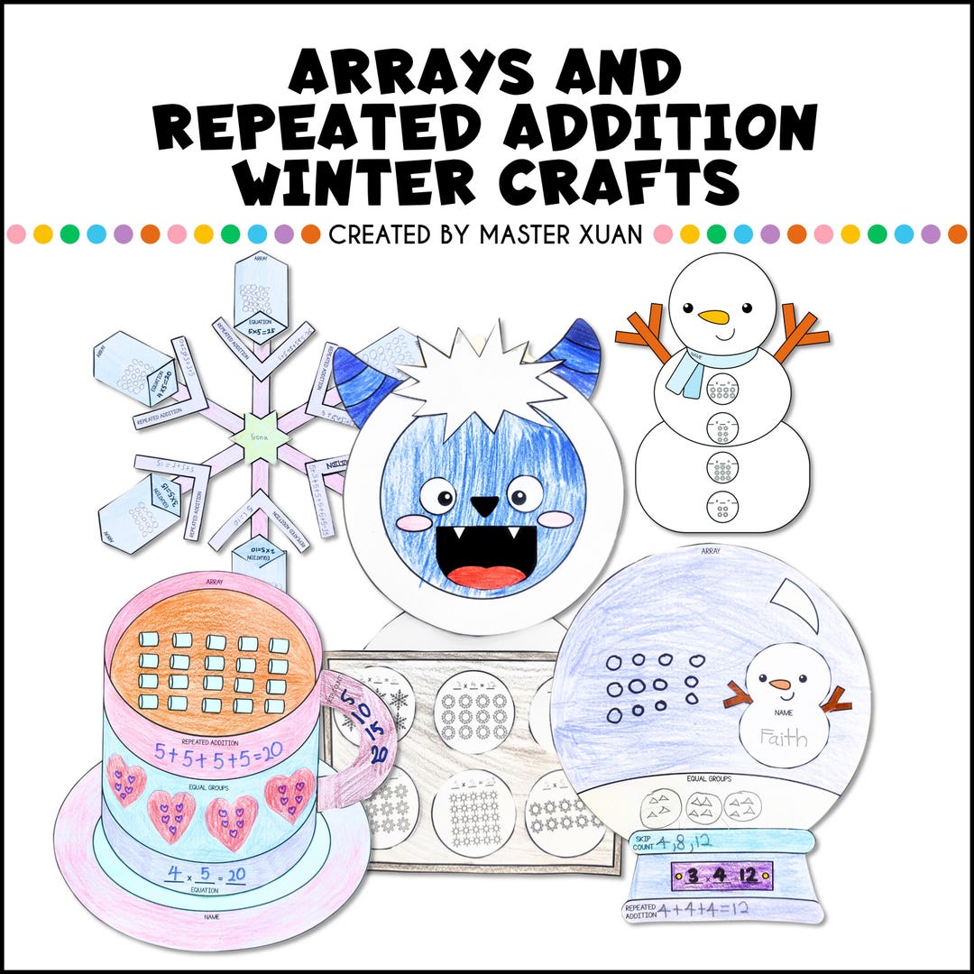 Printable Winter Crafts for Arrays and Repeated Addition 2nd Grade Math ...