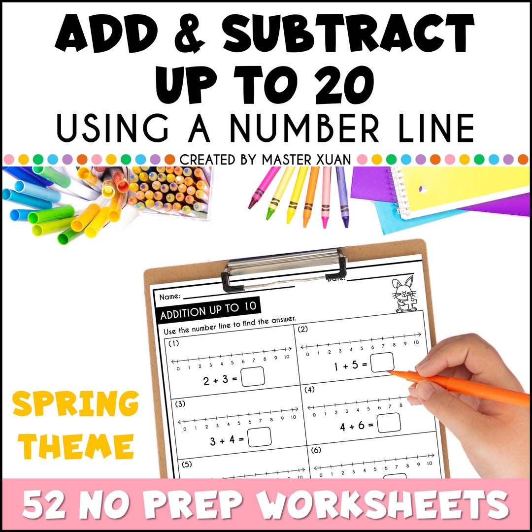 Adding and Subtracting on A Number Line Worksheet for 1st Grade Math ...