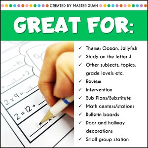 3D Jellyfish Craft for 3rd Grade Math Facts Multiplication Printable ...