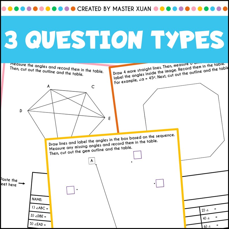 Geometry Printable Crafts for Kids Measure Angles Protractor Practice ...