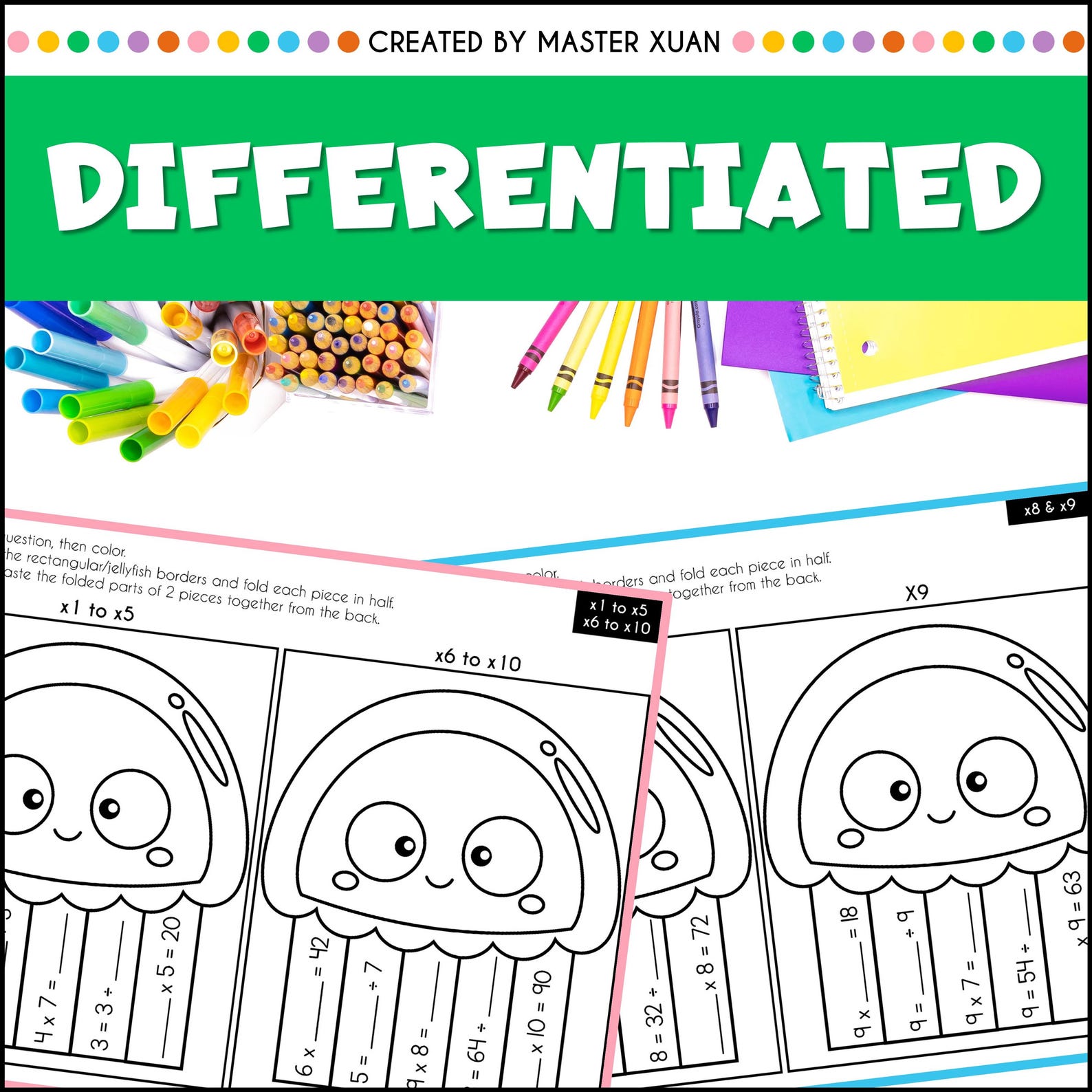3D Jellyfish Craft for 3rd Grade Math Facts Multiplication Printable ...