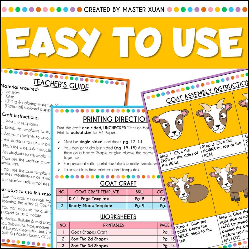 Goat Craft With 2D and 3D Shapes Worksheet: 2nd Grade Geometry Zoo ...