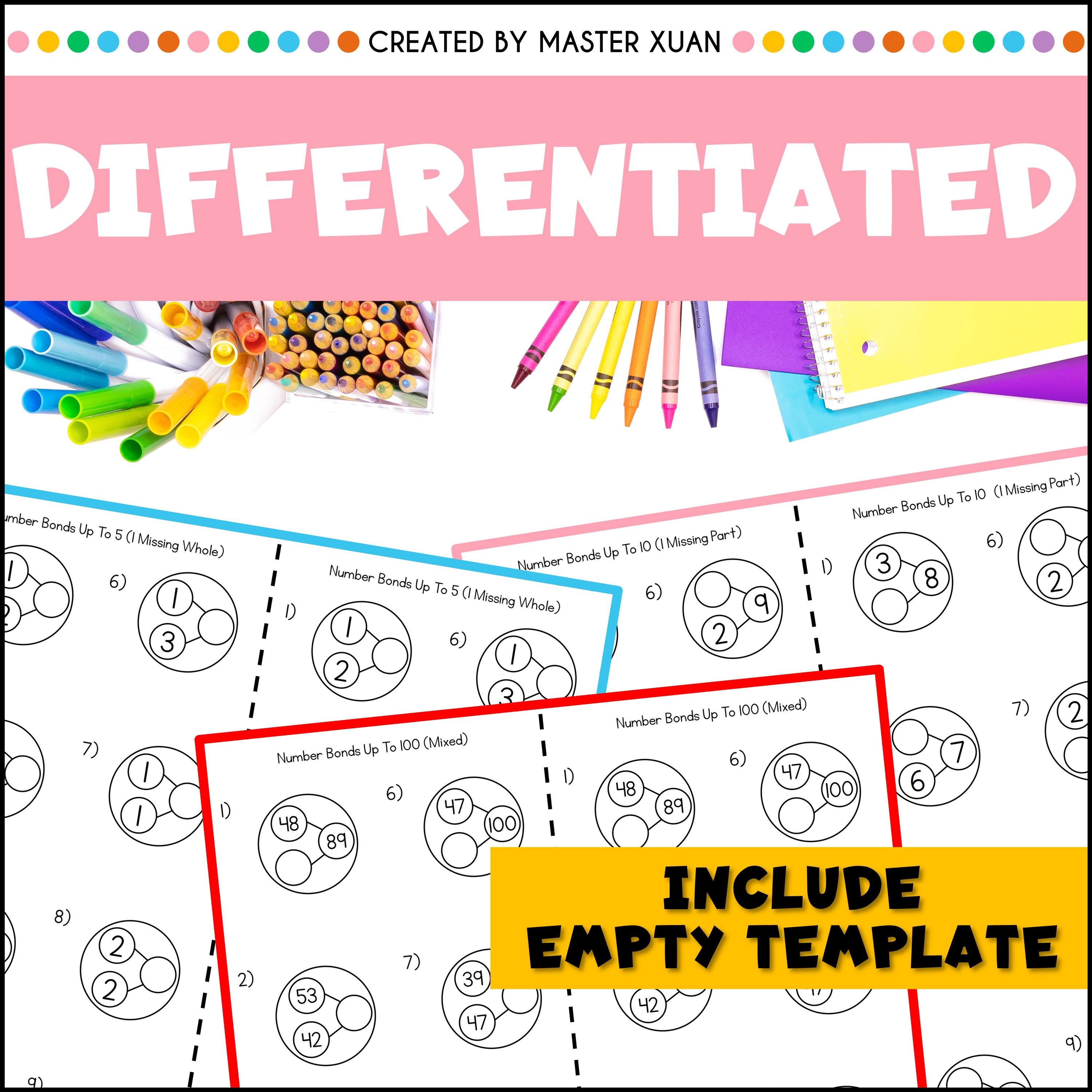Number Bonds to 100 Sports Craft Printable Activities for First Grade ...