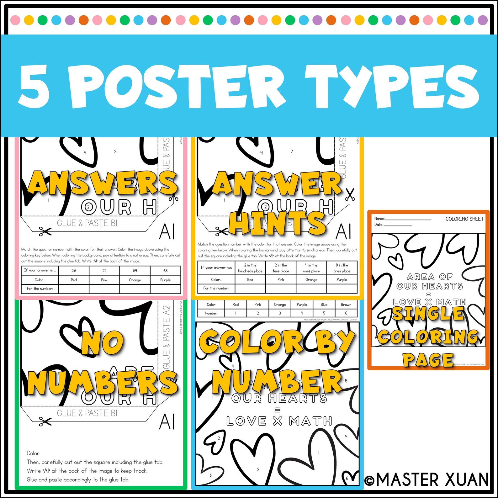 Area and Perimeter Worksheets for 3rd Grade Math Valentine's Day ...