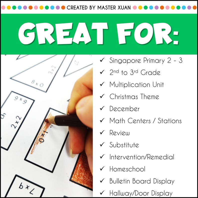 3rd 4th Grade Christmas Tree Jigsaw Puzzle Math Multiplication Facts ...