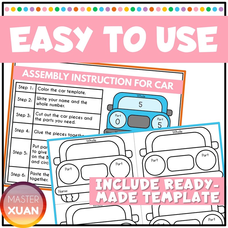 Number Bonds Kindergarten 1st Grade Math Craft Kids Activity Part Part ...