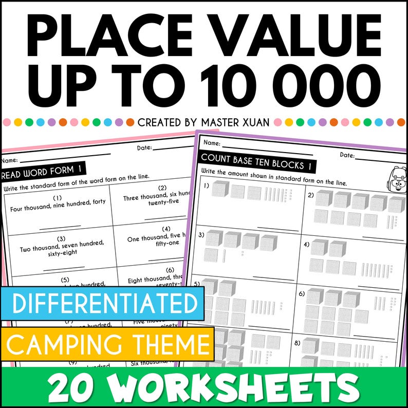 3rd Grade Math Worksheet, 4th Grade Place Value Worksheets, Place Value ...