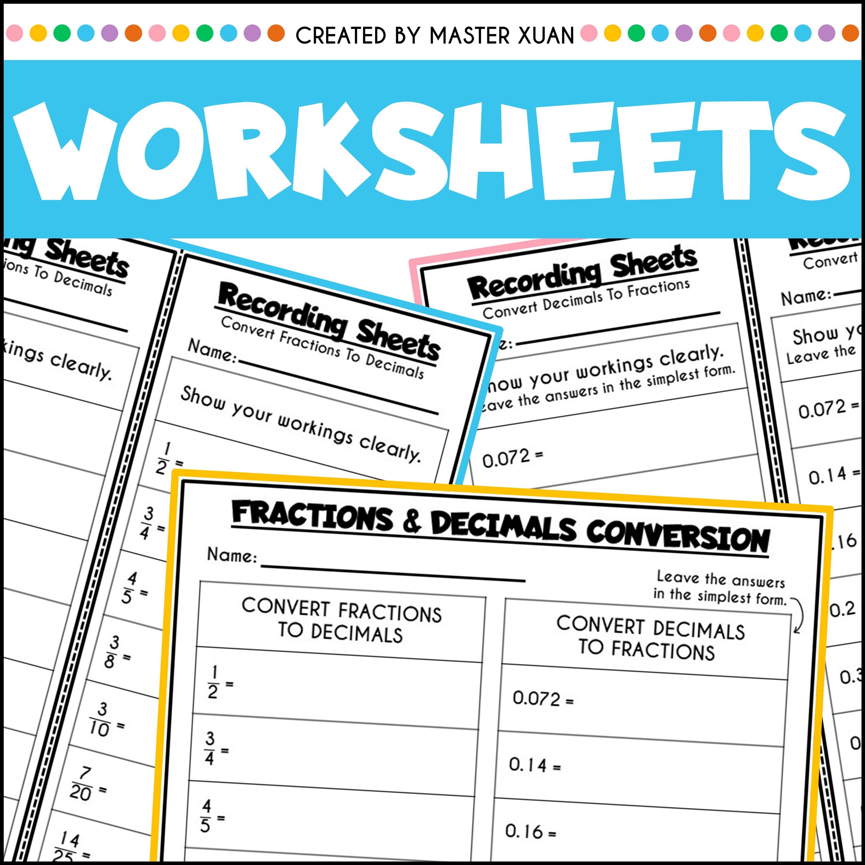 Fraction to Decimal Conversion Crafts Spring Flower Printable 4th Grade ...