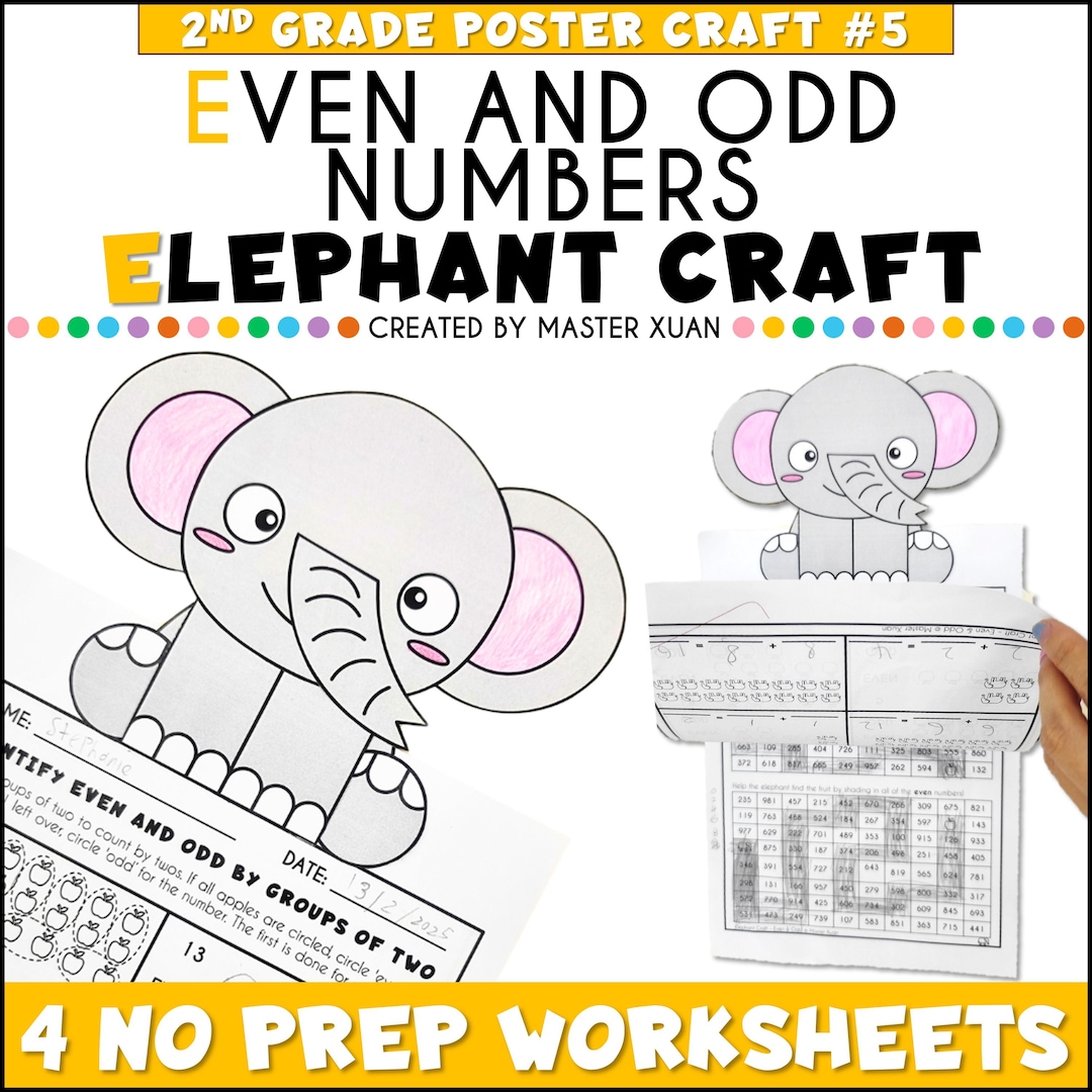Odd and Even Numbers Craft Letter E Elephant Safari Animals Activity ...