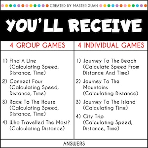 Speed Distance Time Printable Games for 7th Grade Math Speed Formula ...