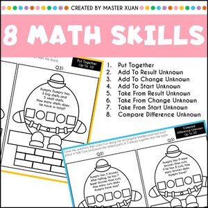 Addition and Subtraction up to 20 Word Problems Math Center 3D Humpty ...