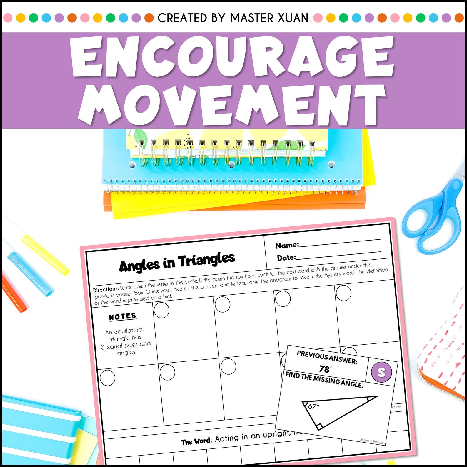 Find Unknown Angles in Triangles 5th Grade Math Scavenger Hunt Game for ...