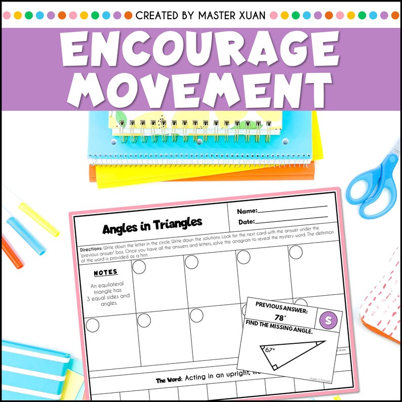 Find Unknown Angles in Triangles 5th Grade Math Scavenger Hunt Game for ...