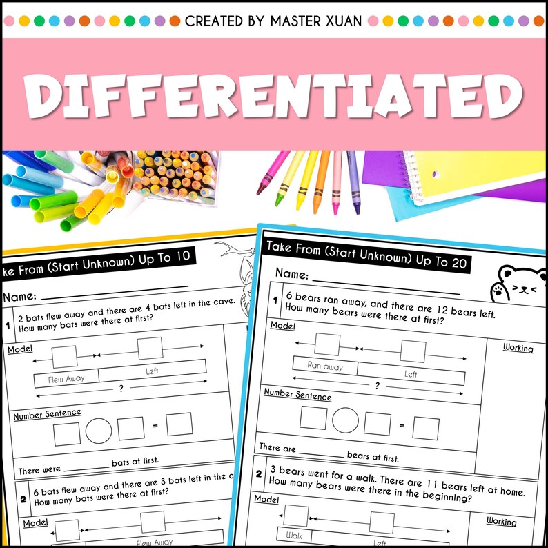 Addition and Subtraction Word Problems Within 100 Worksheet With Zoo ...