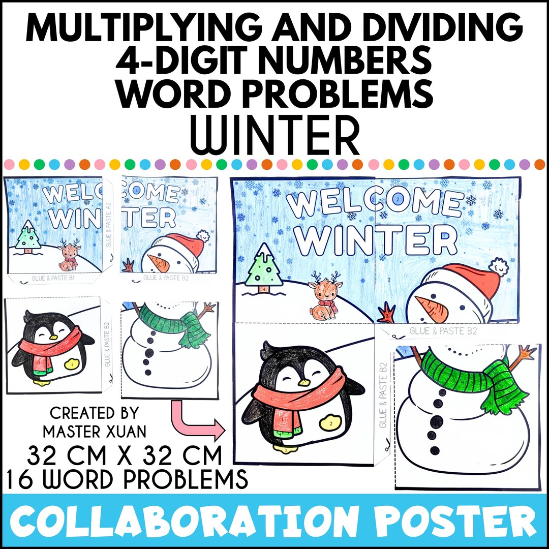 4th Grade Winter Math Activities Multiply & Divide 4 Digit by 1 Digit ...
