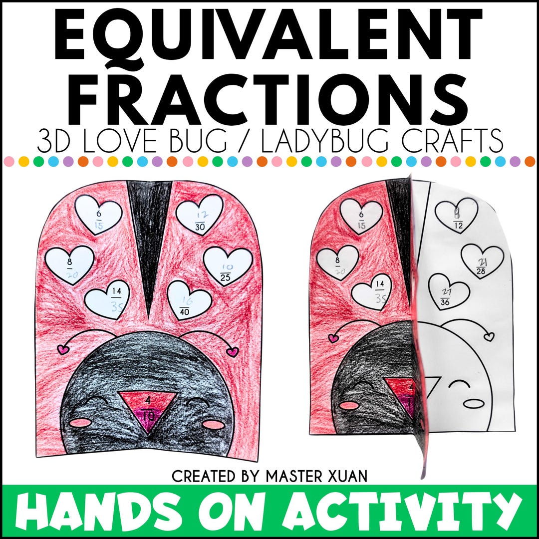 Valentine's Day Craft Math for Fourth Grade Fractions Ladybug Craft for ...