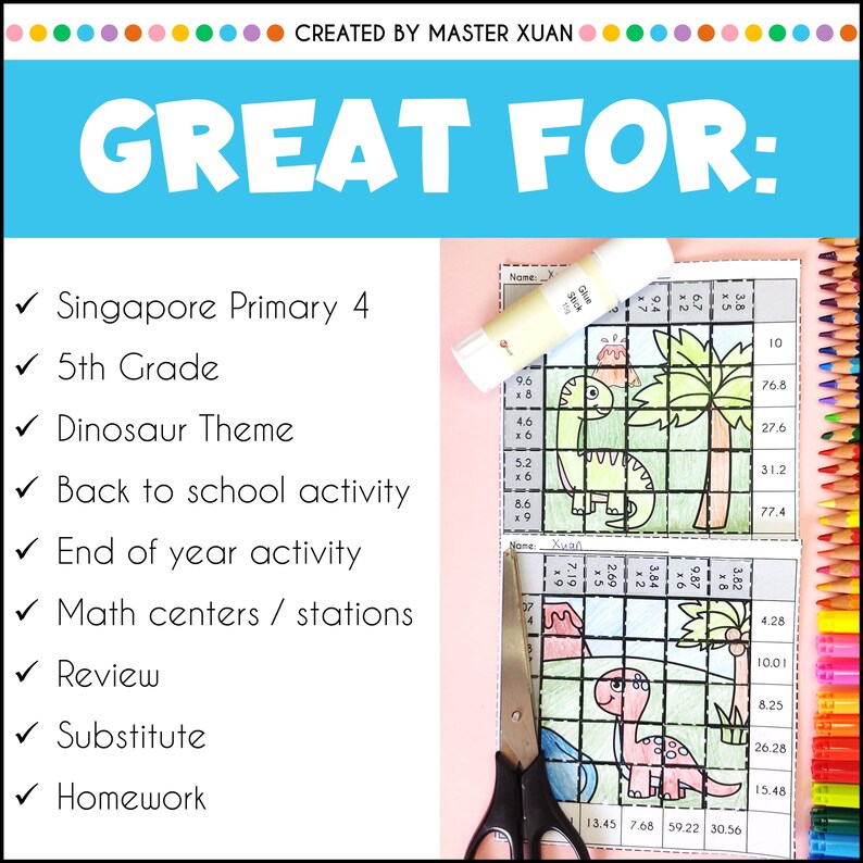 Dinosaur Craft Printables Paper Weave Crafts for Multiplying Decimals ...