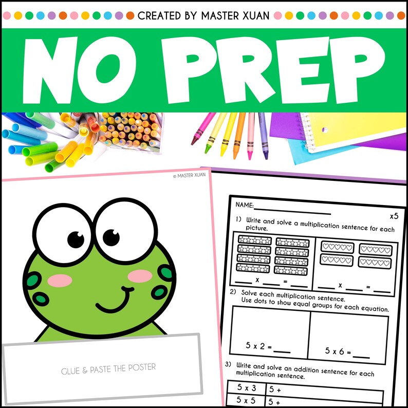 Multiplication Facts for 3rd Grade Math Bulletin Board Jumping Animal ...