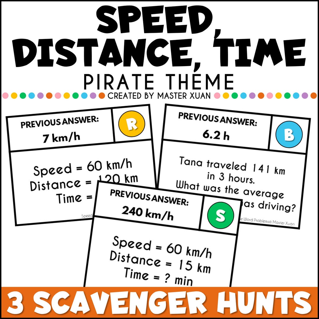 Speed Distance Time Scavenger Hunt Games for 7th Grade Math Speed ...