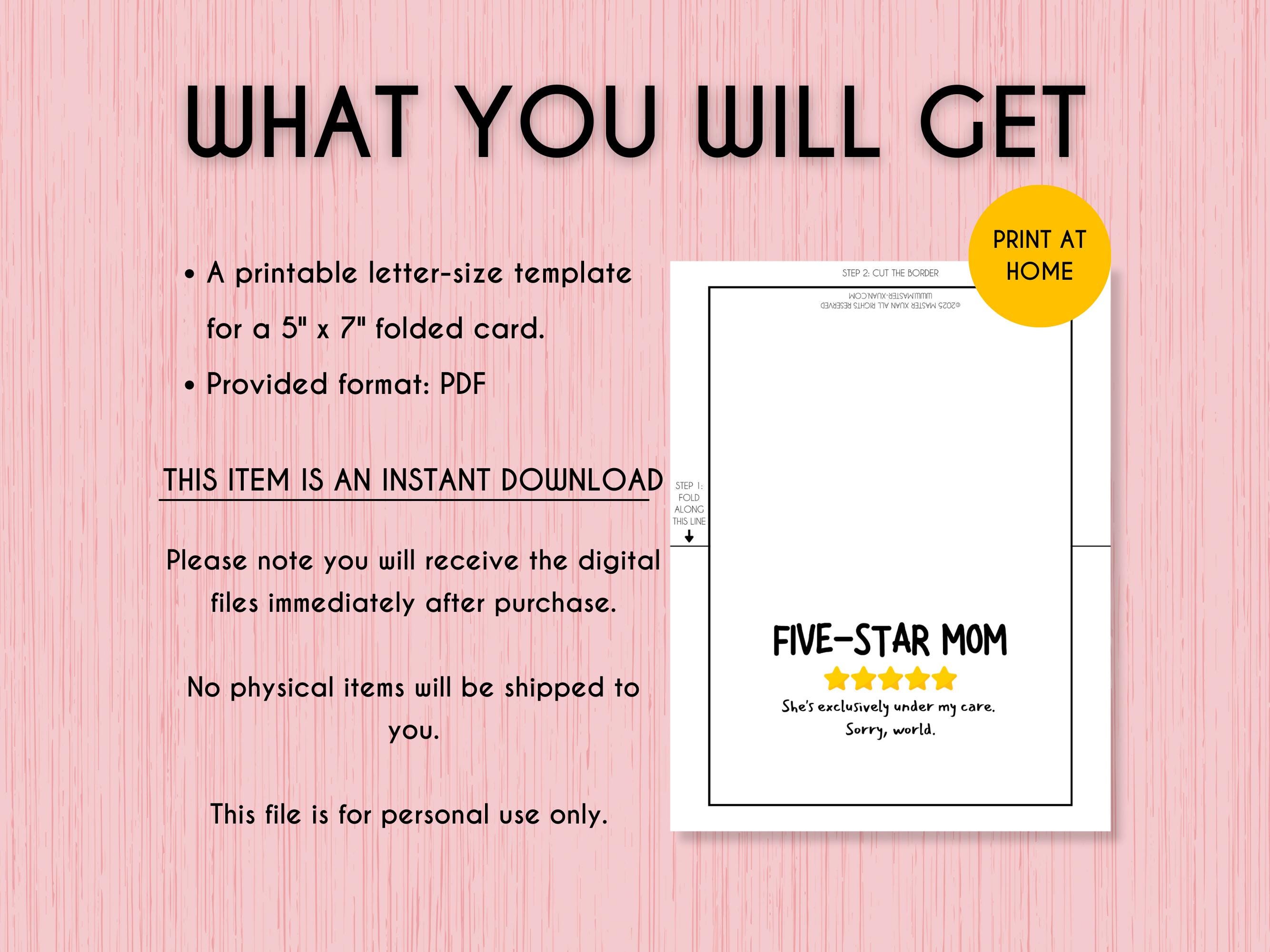 Funny Printable Mother's Day Card for Mom From Child Son Daughter, Best ...
