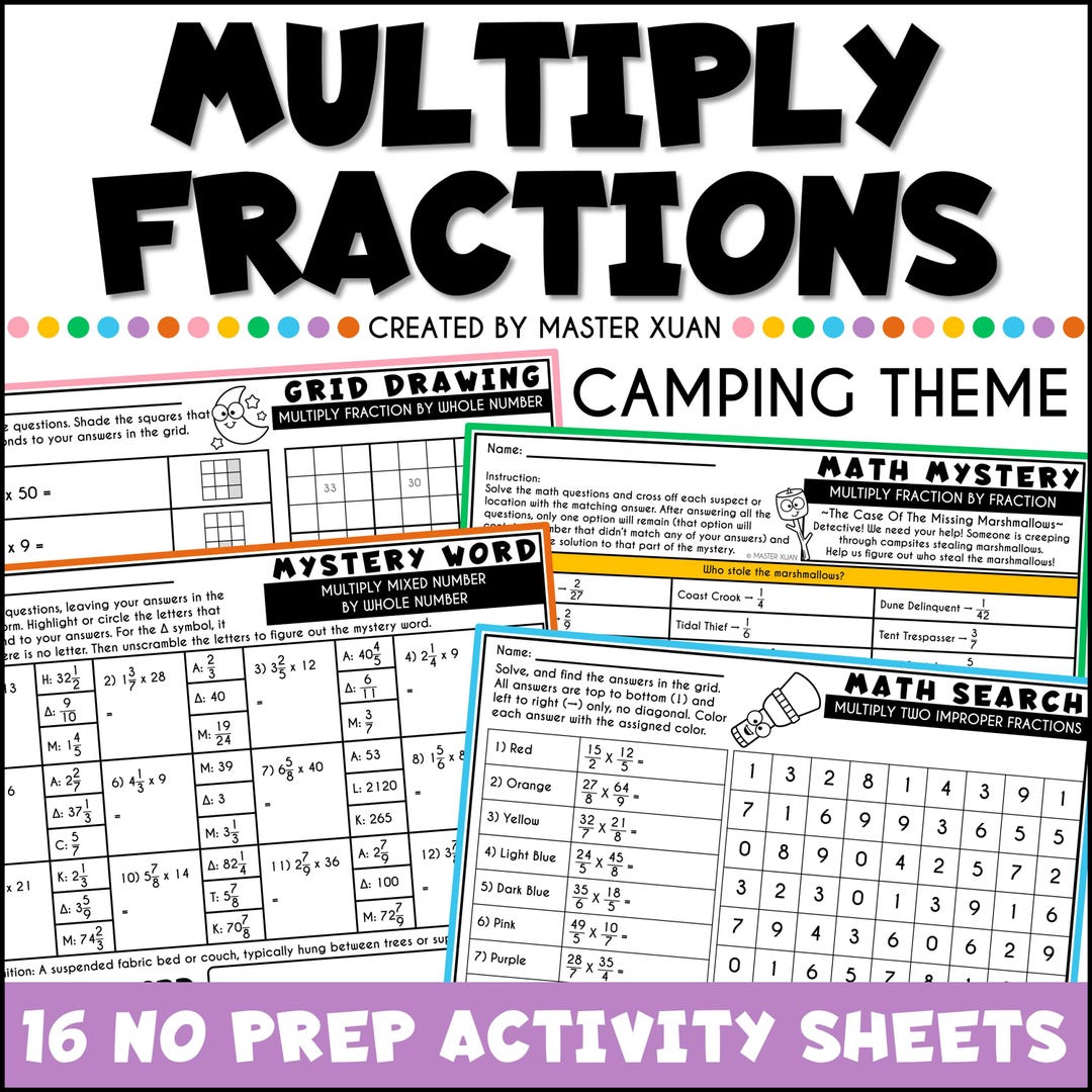 Multiplying Fractions Activity Sheets for 5th Grade Worksheet Math ...