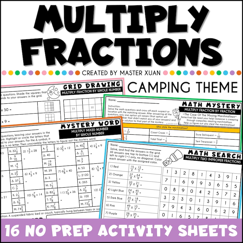 Multiplying Fractions Activity Sheets for 5th Grade Worksheet Math ...